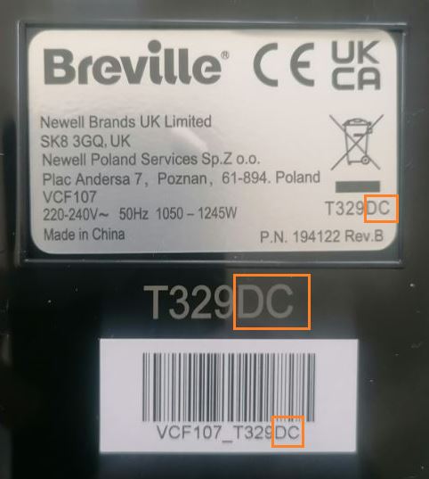 BREVILLE - WARRANTY - Where would I find the supplier code?